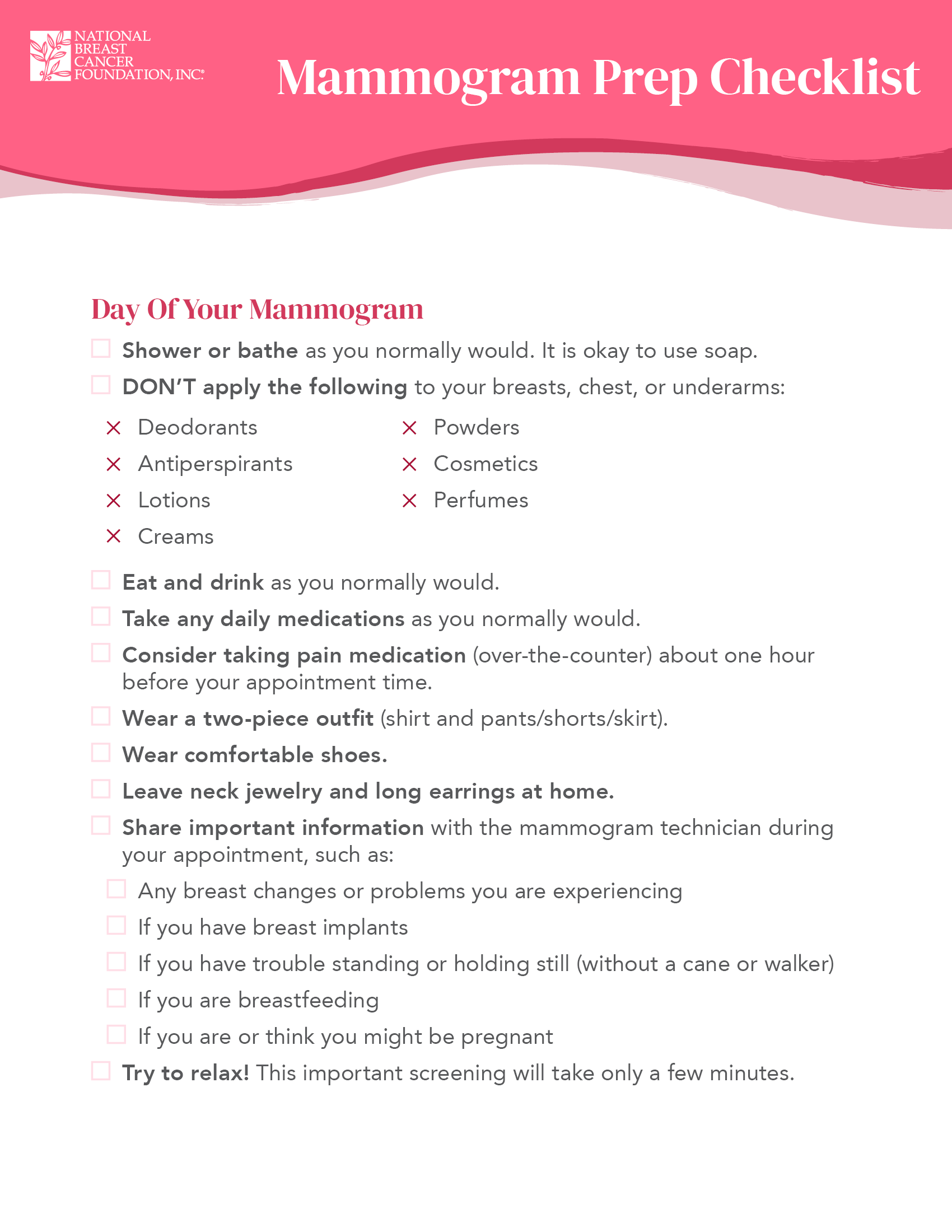 How to Prepare for a Mammogram - National Breast Cancer Foundation